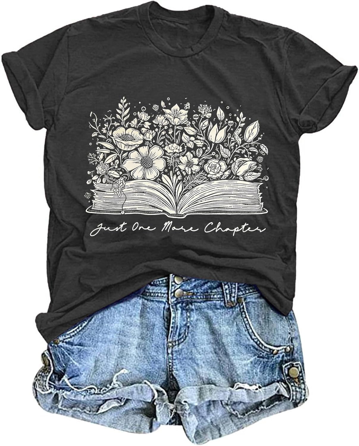CLOTEX Book Shirt for Women One More Chapter T-Shirt Short Sleeve ...