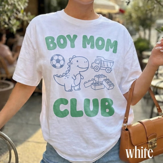 CLOTEX Boy Mom Club Tee, Cute Dinosaur Sports Illustration Graphic ...