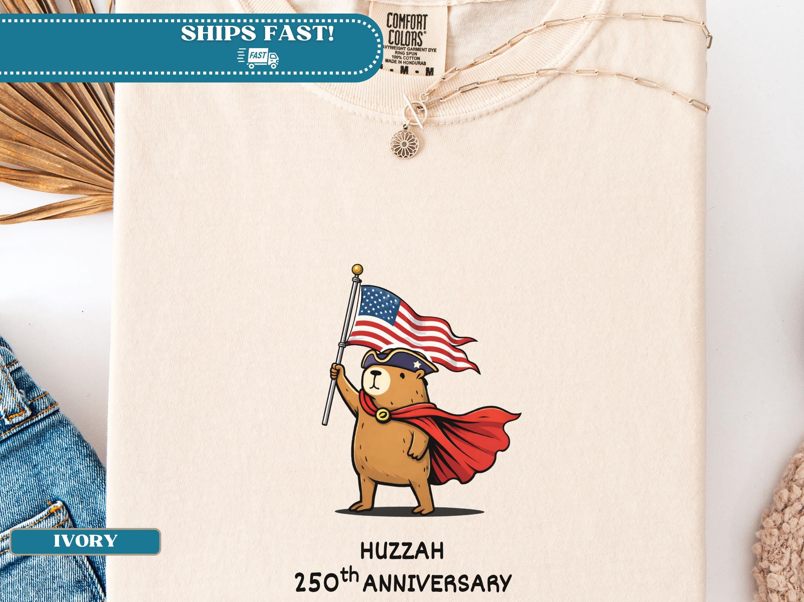 CLOTEX Capybara Huzzah T-Shirt, Patriotic 250th Anniversary Comfort ...