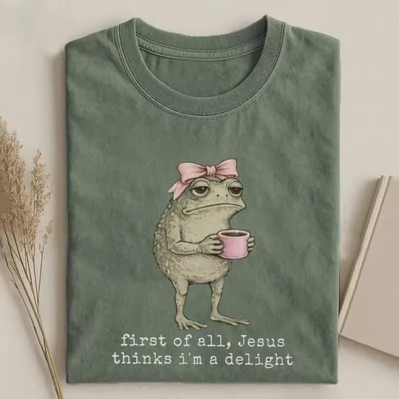 CLOTEX Christian Frog Coffee Shirt, Retro Graphic Tee, Jesus Delight ...