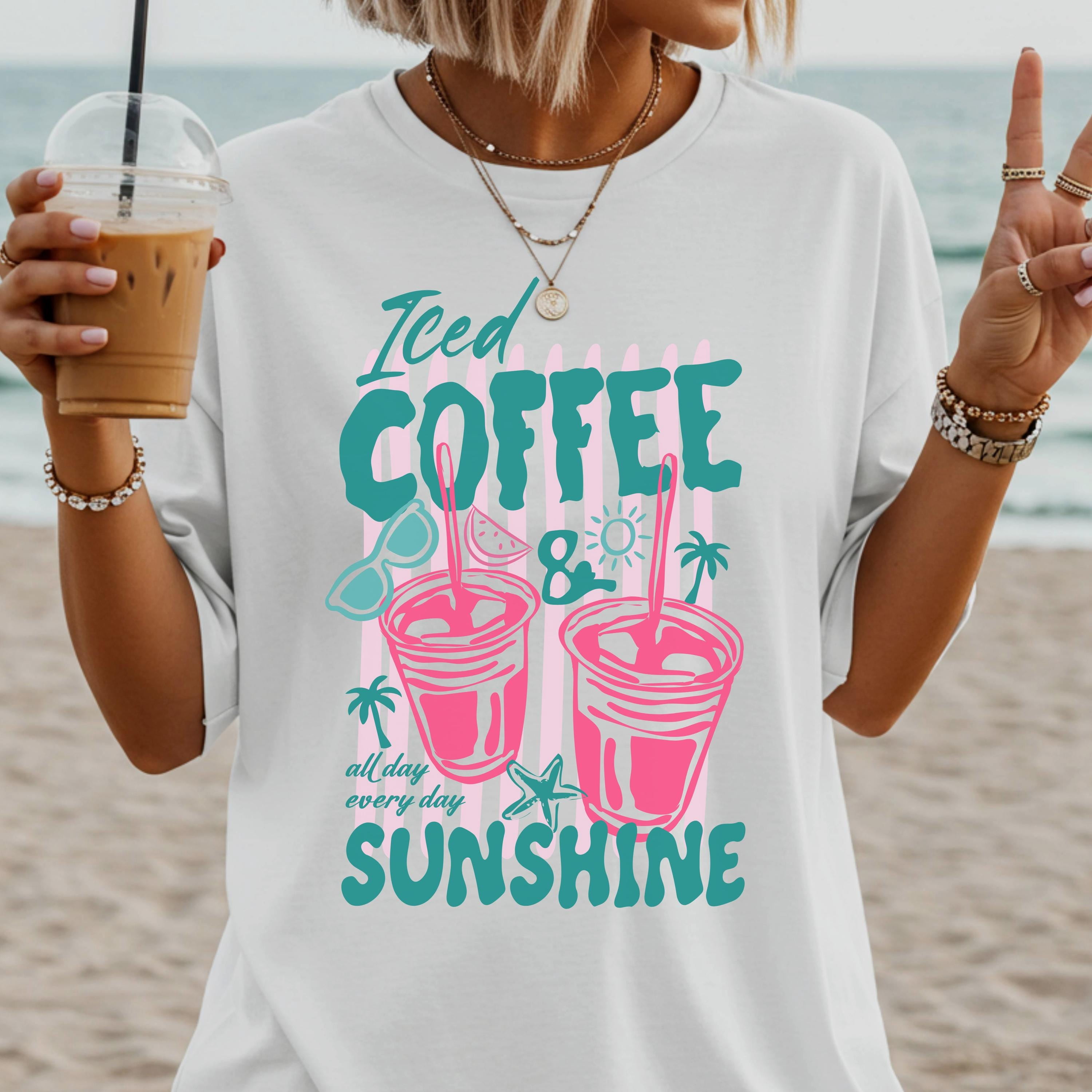 CLOTEX Coffee Shirt, Coffee Lover Summer Tee, Sunshine Beach Graphic ...