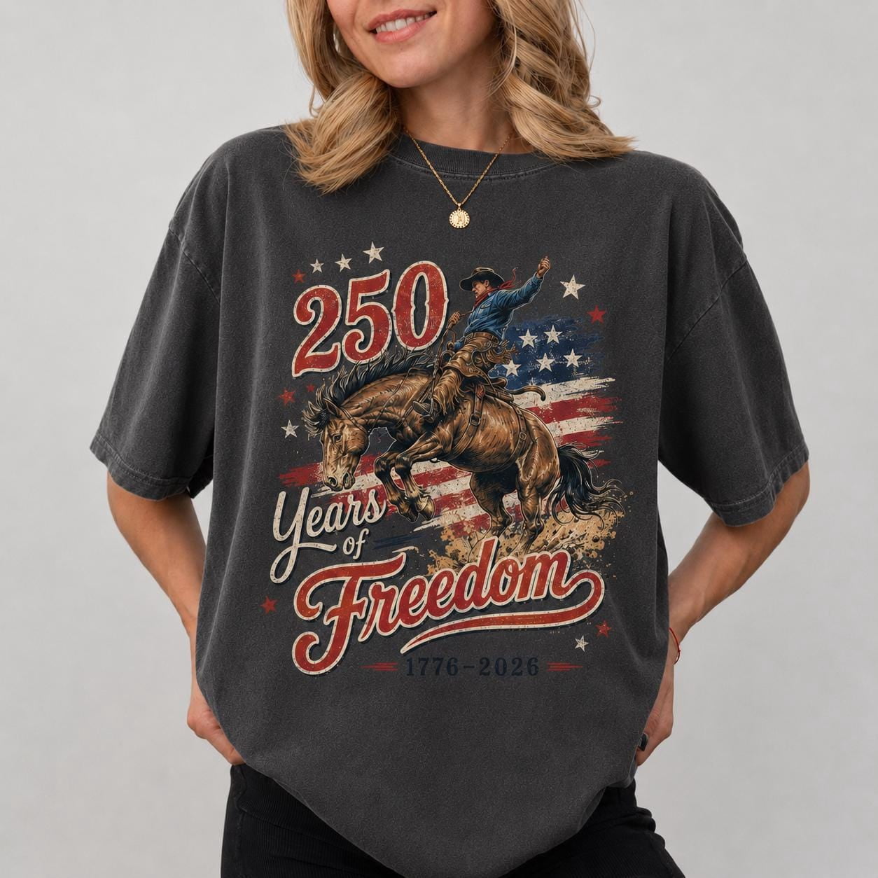 CLOTEX Comfort Colors® 250 Years of Freedom Bucking Horse Tee, 1776 ...