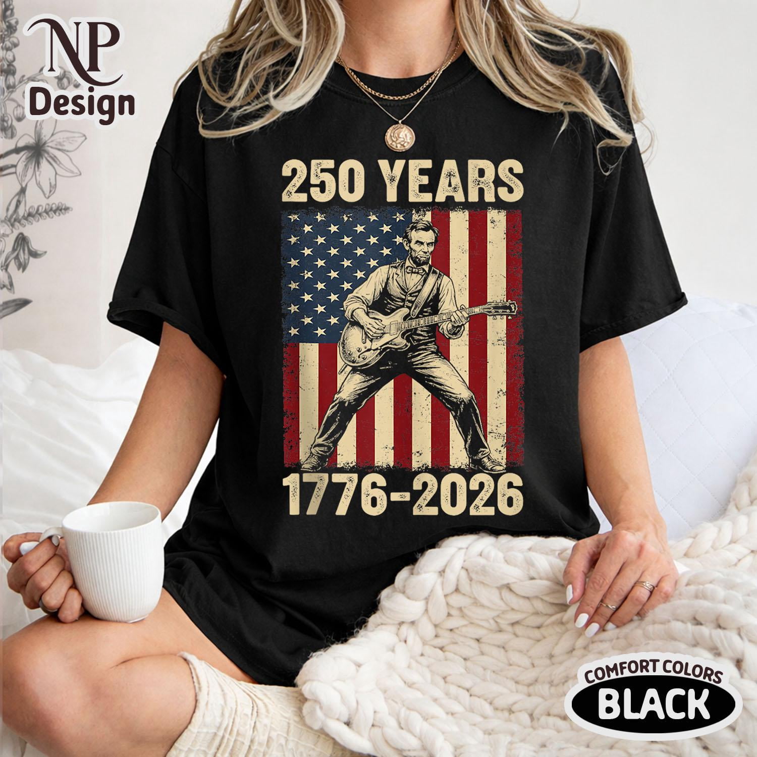 CLOTEX Comfort Colors Abraham Lincoln Guitar Shirt, 4th of July 250th ...