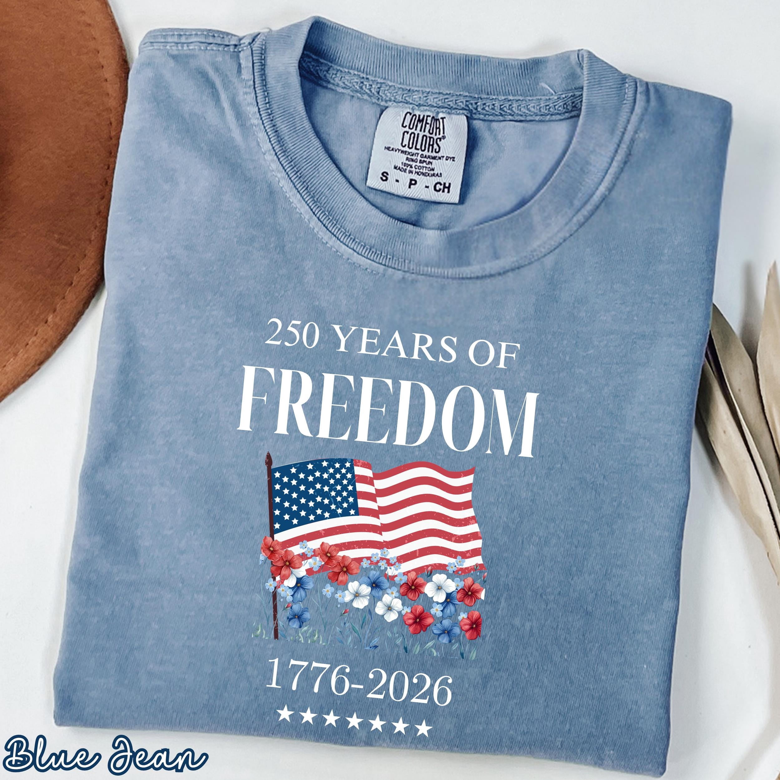 CLOTEX Comfort Colors® America 250 Years Flag Floral Graphic tshirt ...