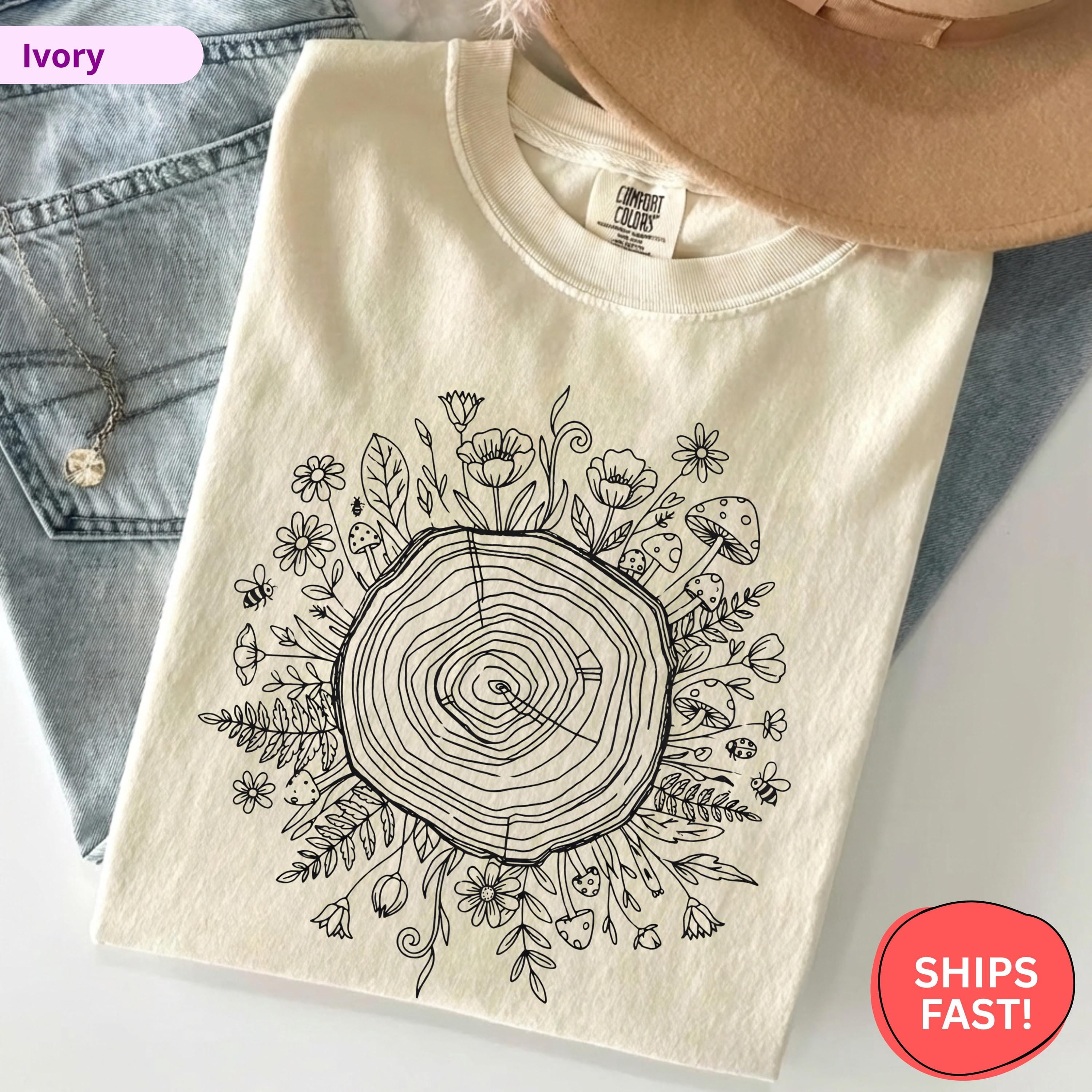 CLOTEX Comfort Colors Botanical Tree Shirt, Tree Ring Art Tee ...