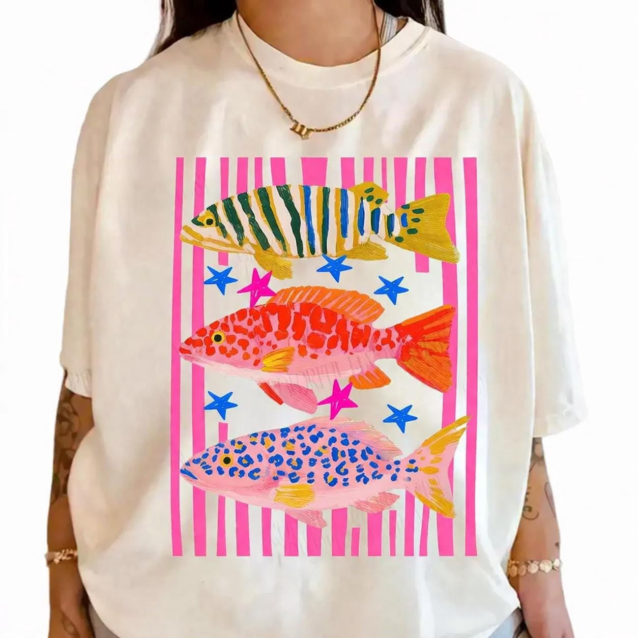 CLOTEX Comfort Colors® Colorful Maximalist Tropical Fish Trio T-Shirt ...