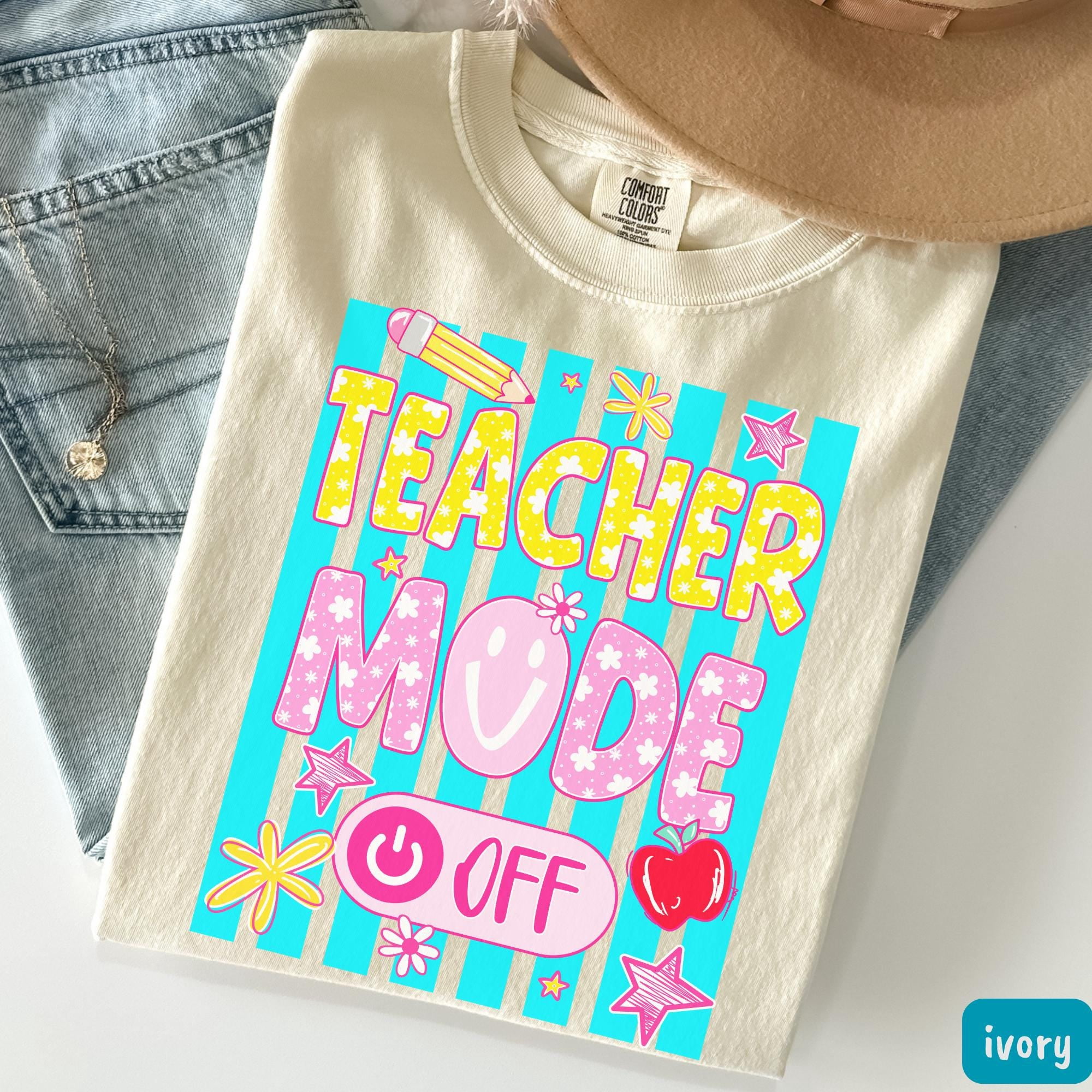 CLOTEX Comfort Colors® Coquette Teacher Mode Off Shirt Striped Last Day ...