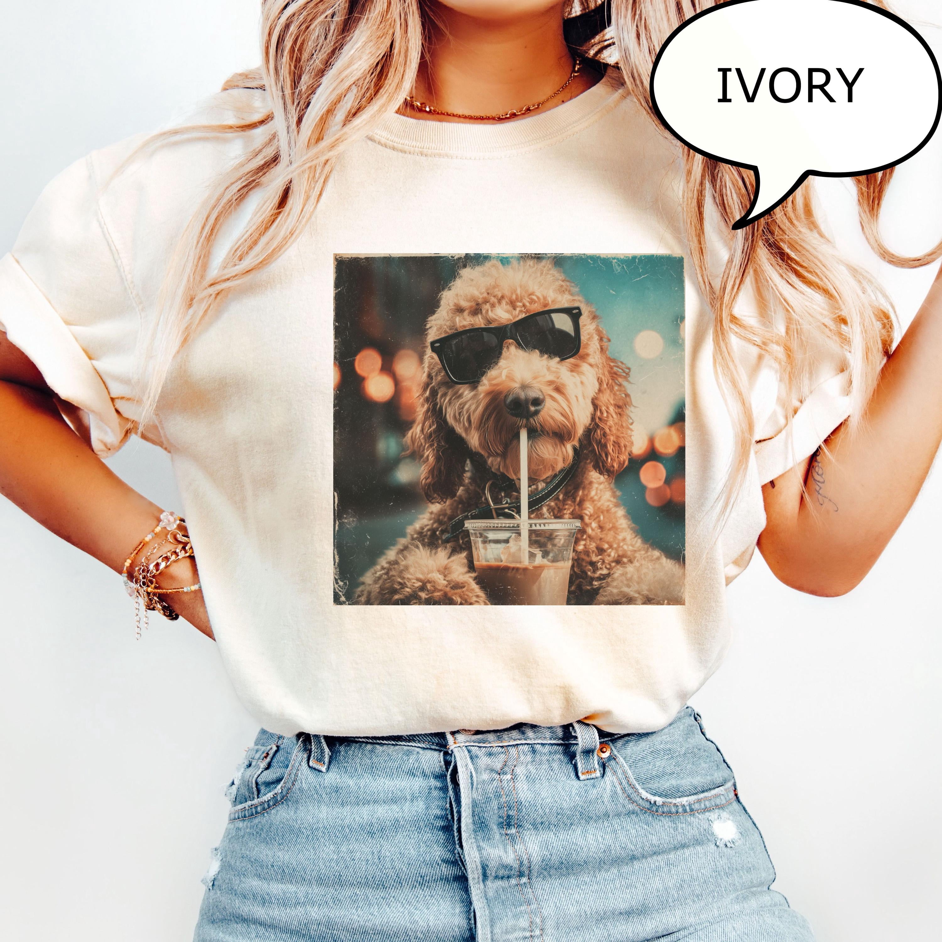 CLOTEX Comfort Colors® Cute Goldendoodle Drinking Iced Coffee T-Shirt ...