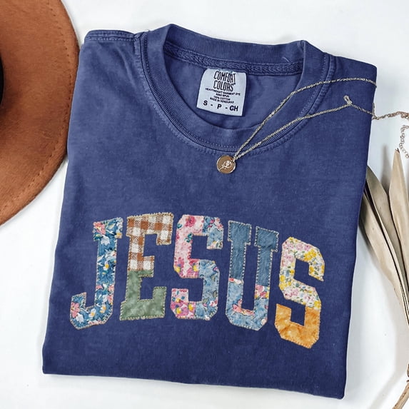 CLOTEX Comfort Colors® Faux Patchwork Jesus Shirt,Religious Tee, Faux ...