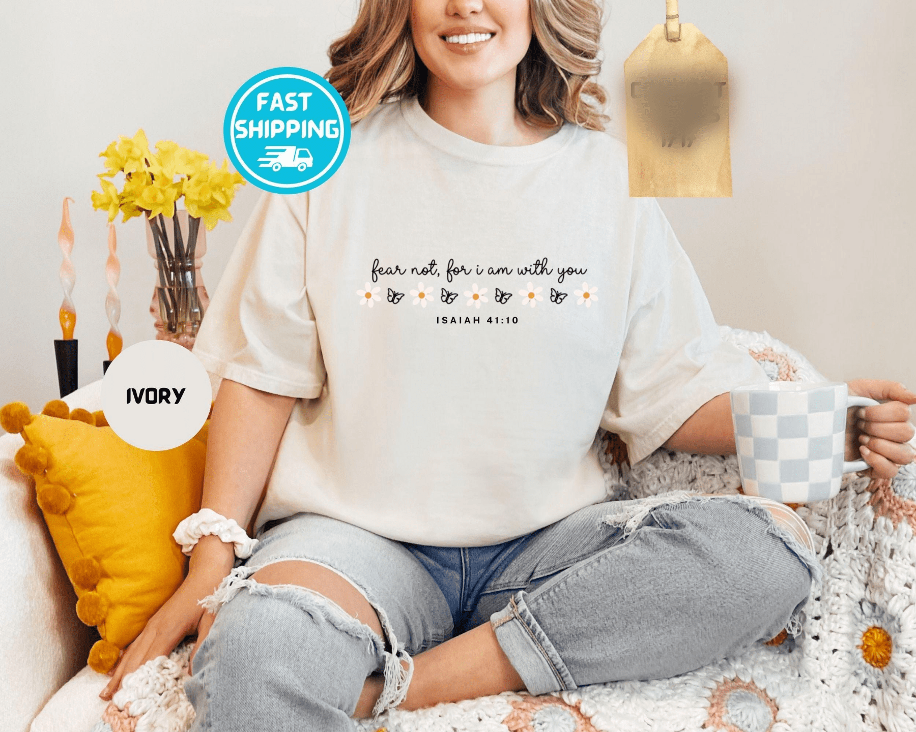 CLOTEX Comfort Colors© Fear Not Trendy Christian Shirt, Bible Verse T ...