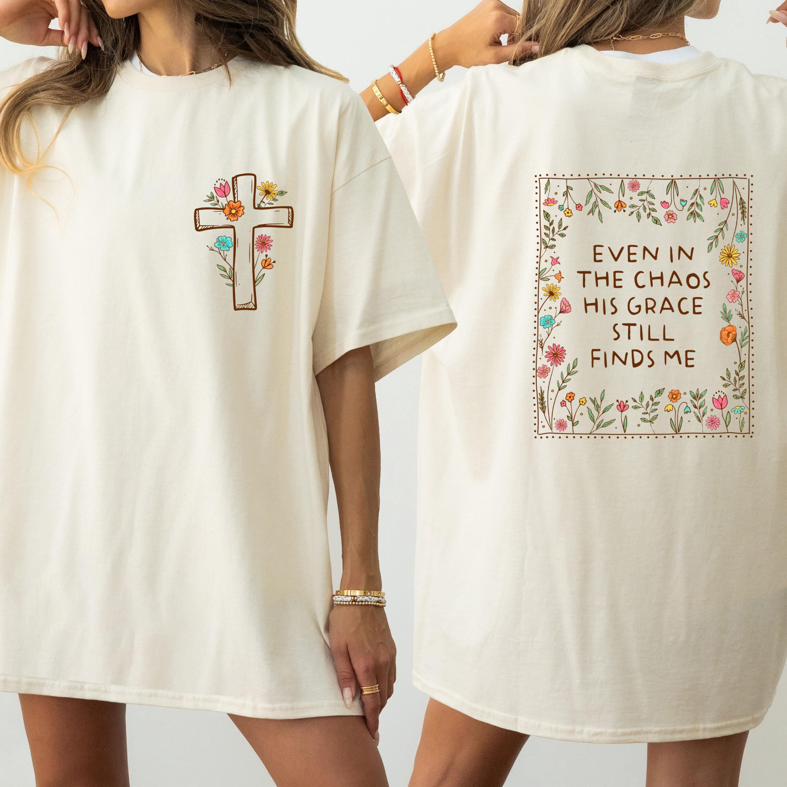 CLOTEX Comfort Colors® Floral Cross T-Shirt, Christian Woman Shirt ...