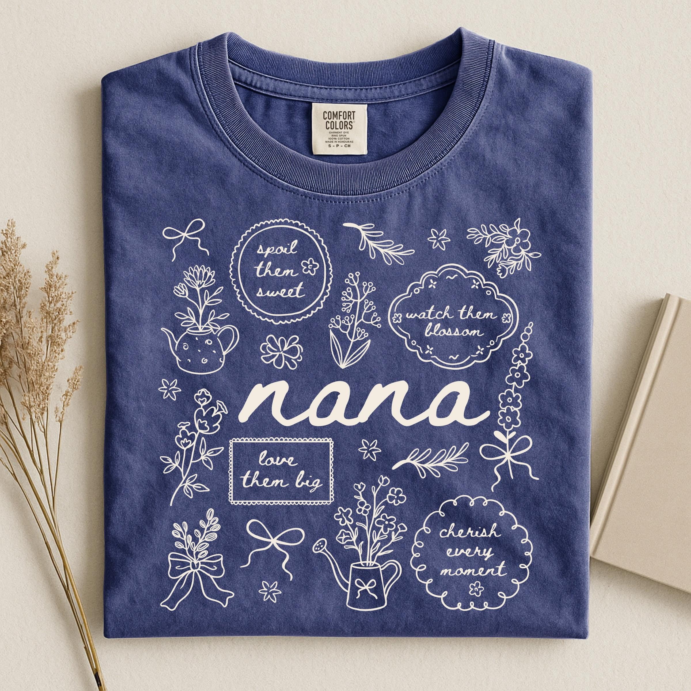 CLOTEX Comfort Colors® Floral Nana Shirt, Mother's Day Gift For Nana ...