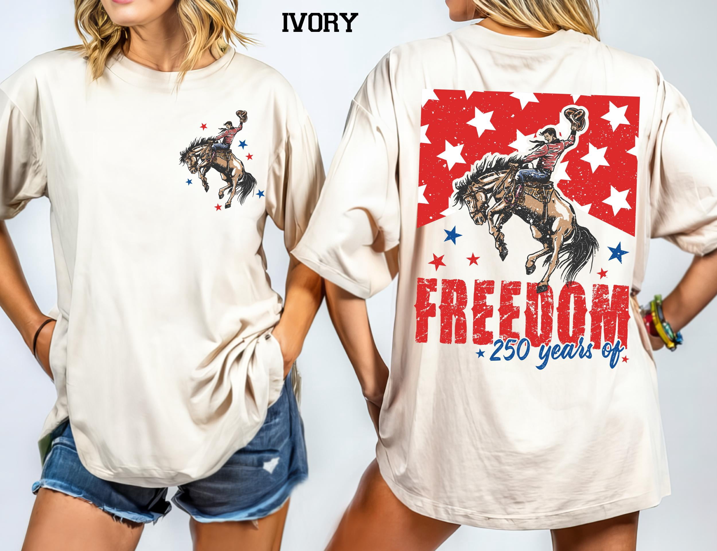 CLOTEX Comfort Colors© Freedom 250 Years Shirt, Western Cowgirl ...