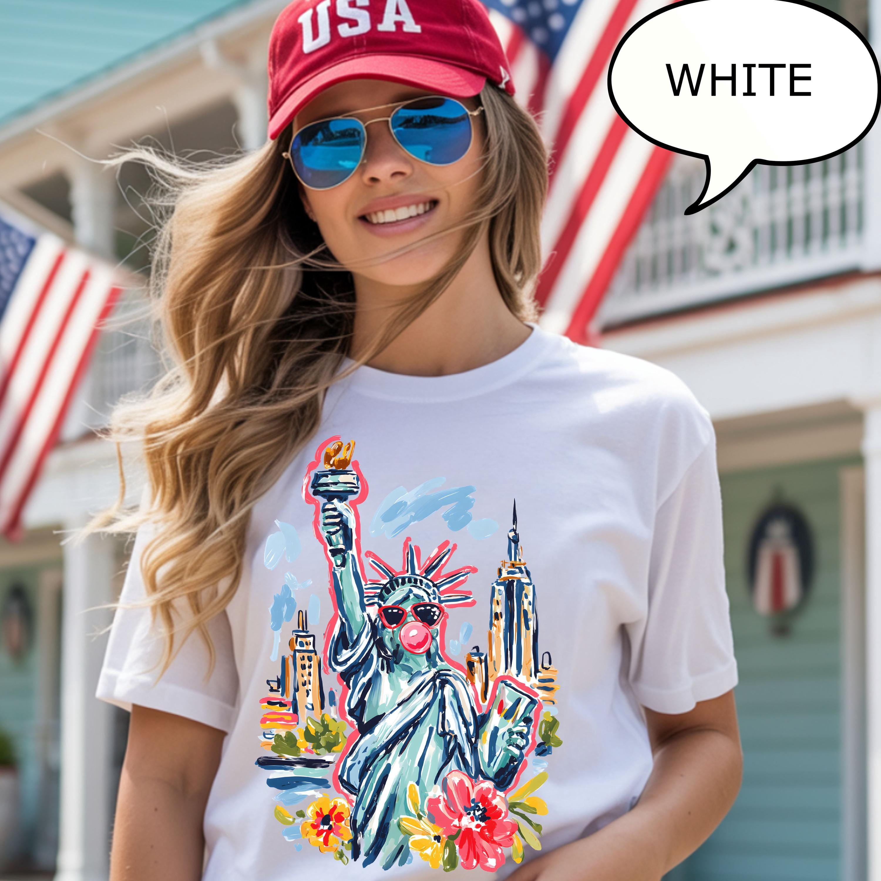 CLOTEX Comfort Colors® Funny Statue of Liberty T-Shirt, Floral America ...