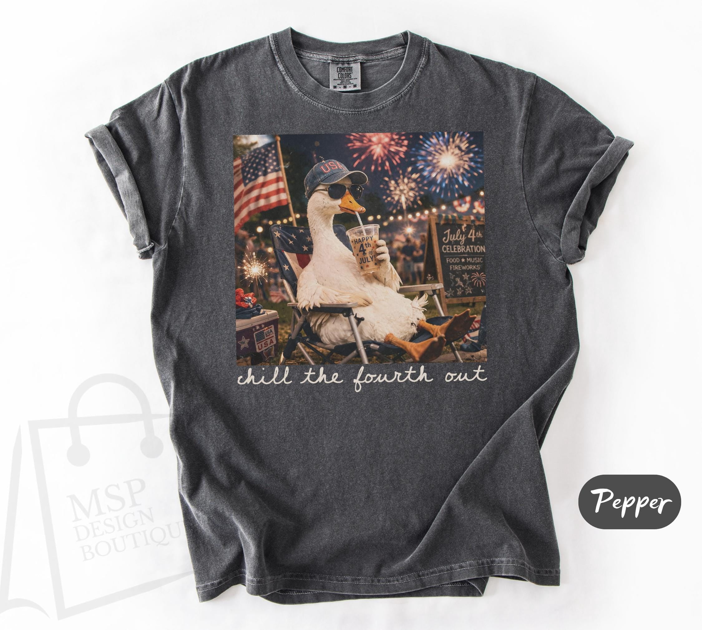CLOTEX Comfort Colors Goose Chill the Fourth Out Tee, 4th of July Mom ...