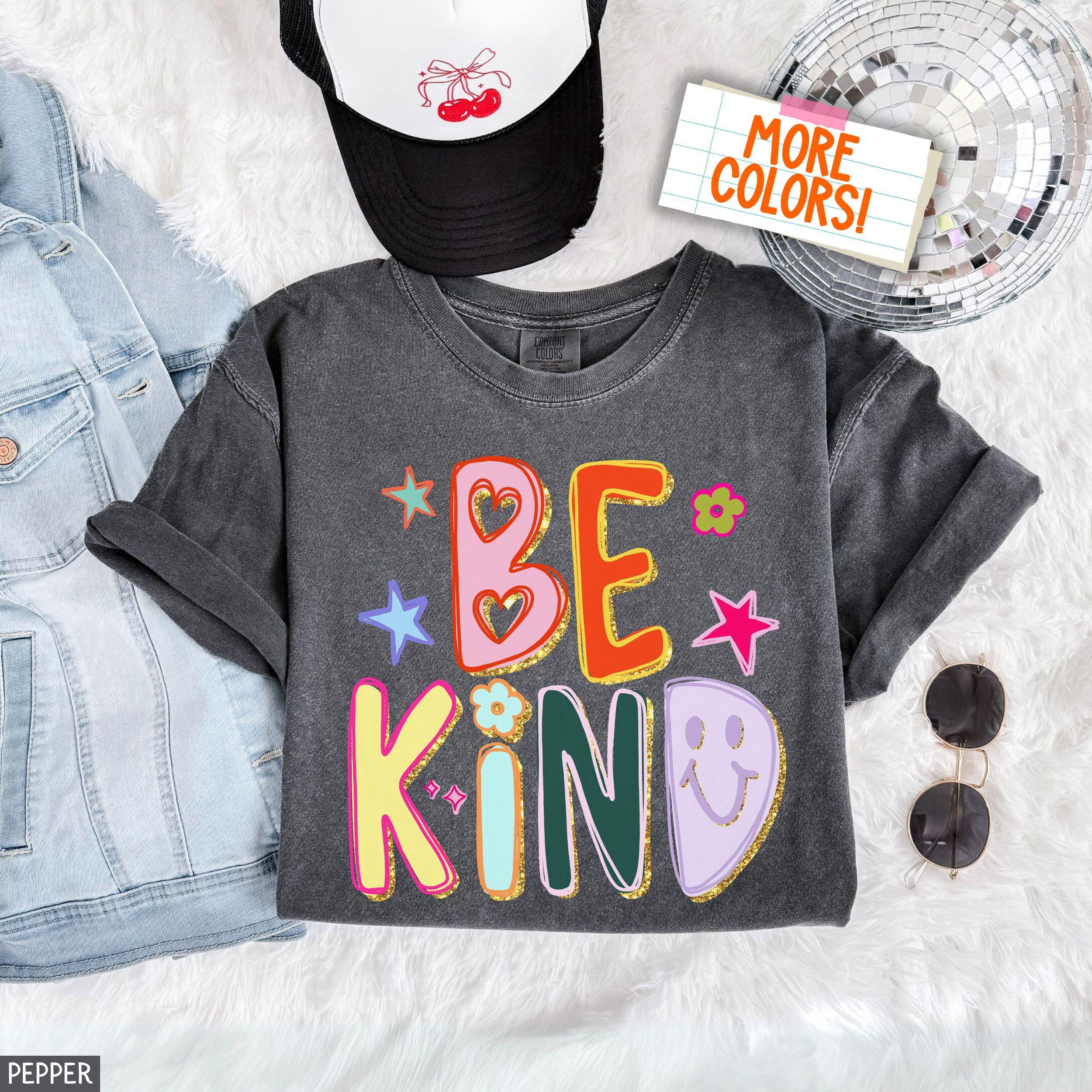 CLOTEX Comfort Colors® Be Kind T-Shirt Hand Drawn Motivational T-Shirt ...