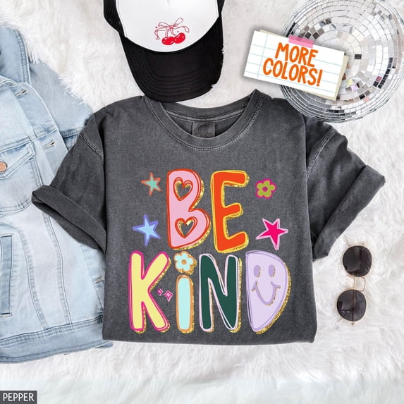 CLOTEX Comfort Colors® Be Kind T-Shirt Hand Drawn Motivational T-Shirt ...