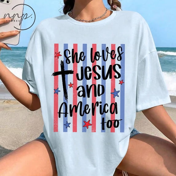 CLOTEX Comfort Colors® She Loves Jesus And America Too T-shirt, America ...