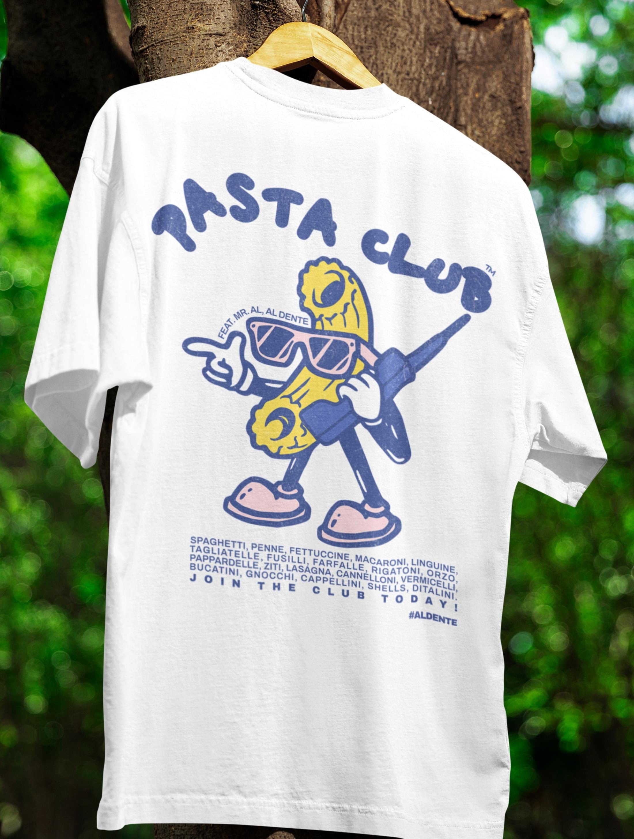 CLOTEX Comfort Colors® Pasta Club T-Shirt: Hand-Drawn Cartoon Food ...