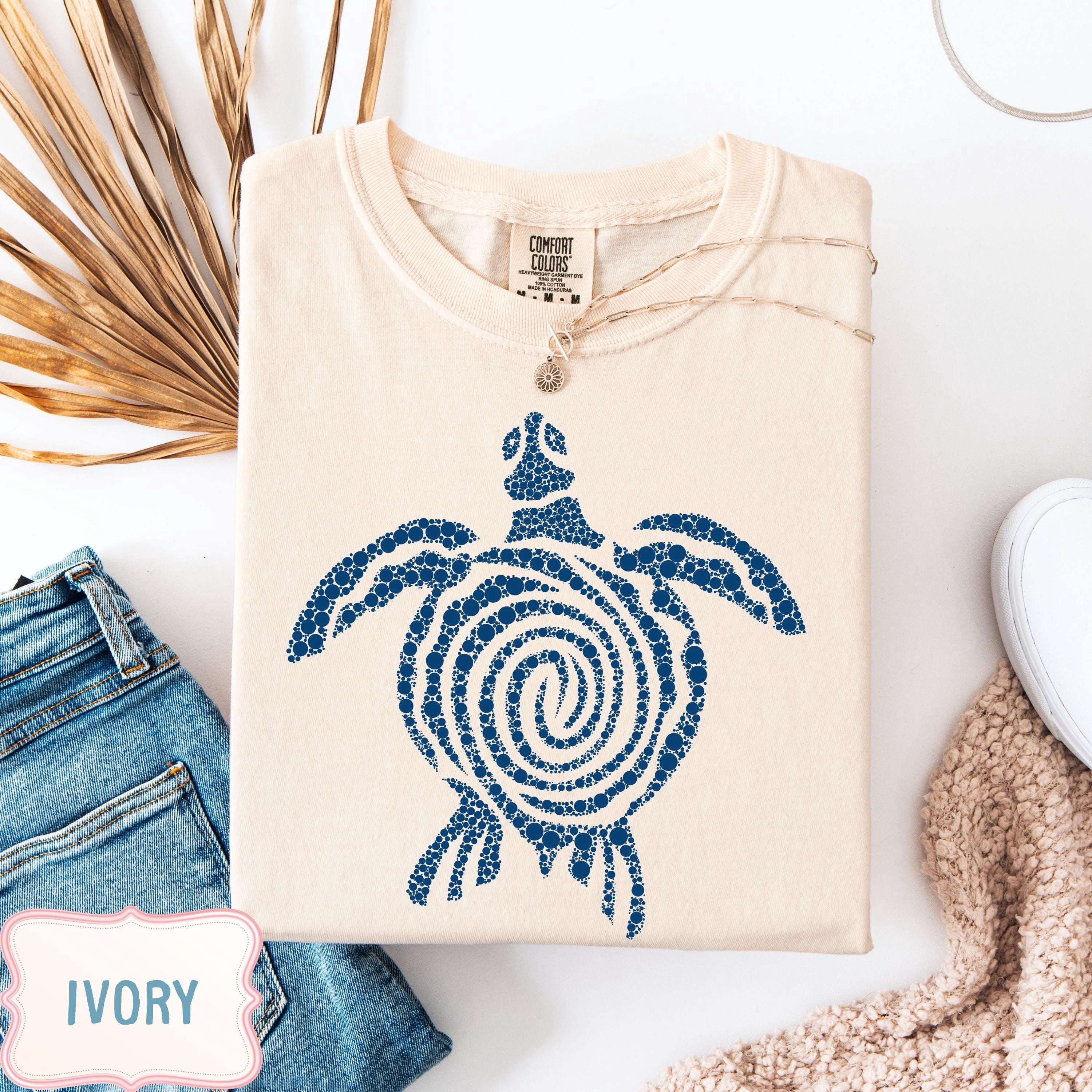 CLOTEX Comfort Colors Sea Turtle Graphic T-Shirt, Coastal Beach ...