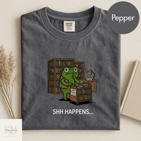 CLOTEX Comfort Colors Shh Happens Librarian Frog Shirt, Funny Library ...