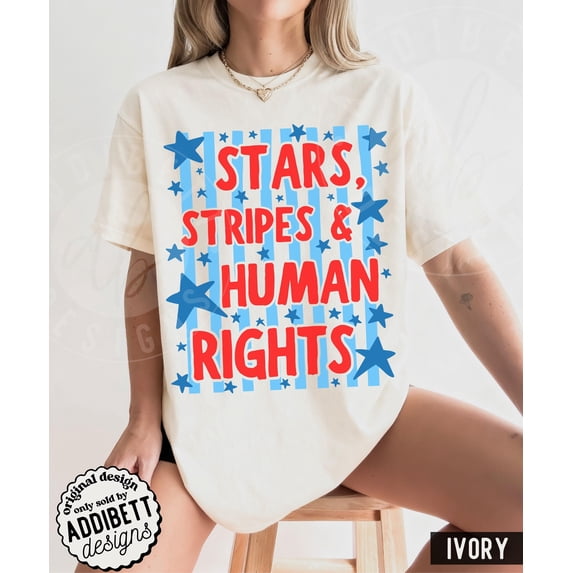 CLOTEX Comfort Colors 'Stars Stripes and Human Rights' Shirt ...