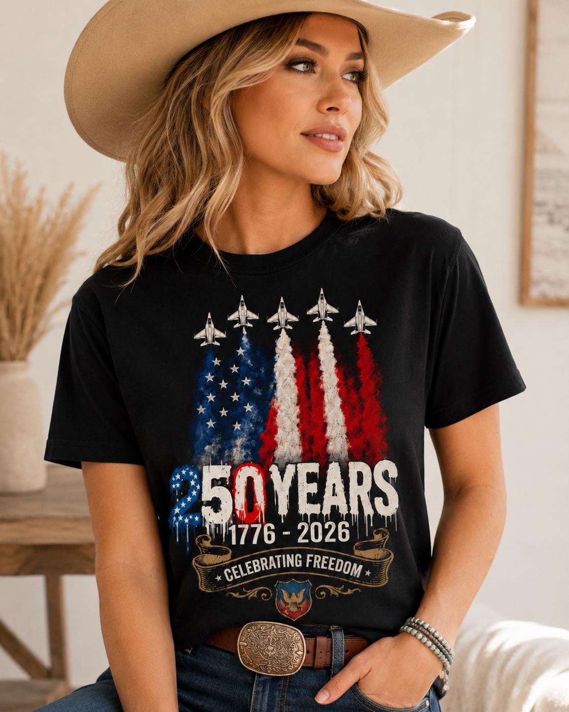 CLOTEX Comfort Colors® USA 250 Years Shirt, Patriotic Jet Fighter Tee ...