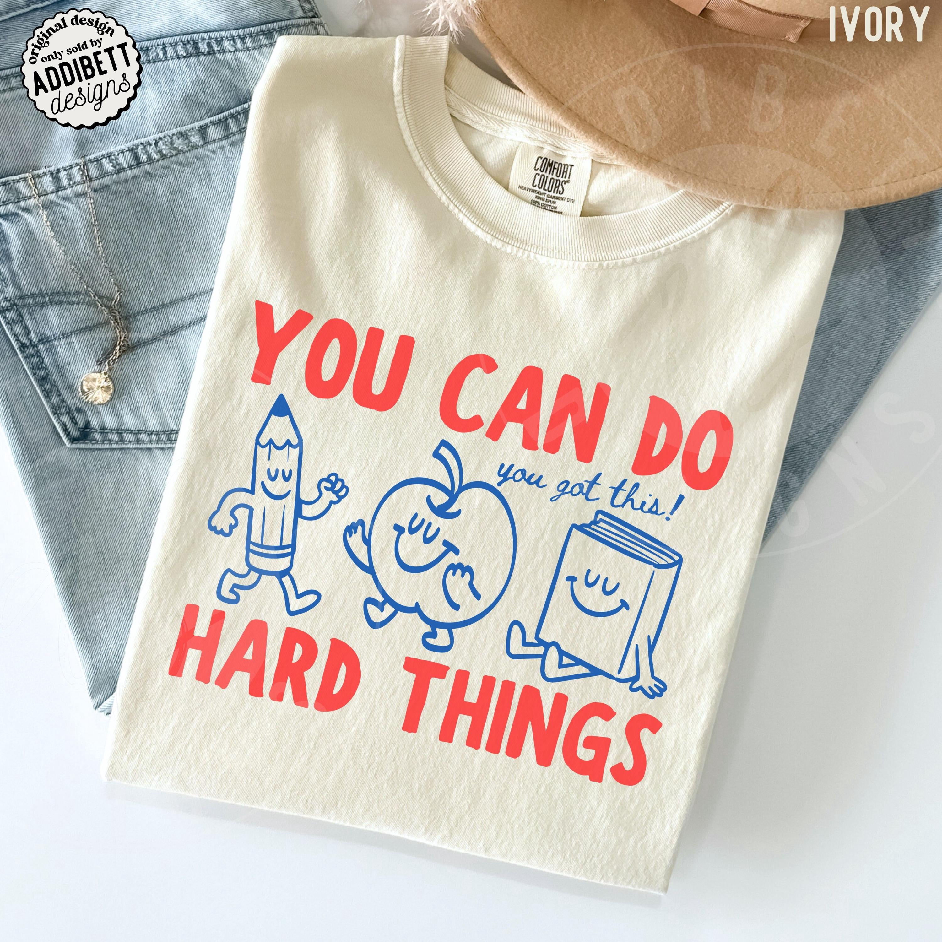 CLOTEX Comfort Colors 'You Can Do Hard Things' Shirt : Cute Retro ...