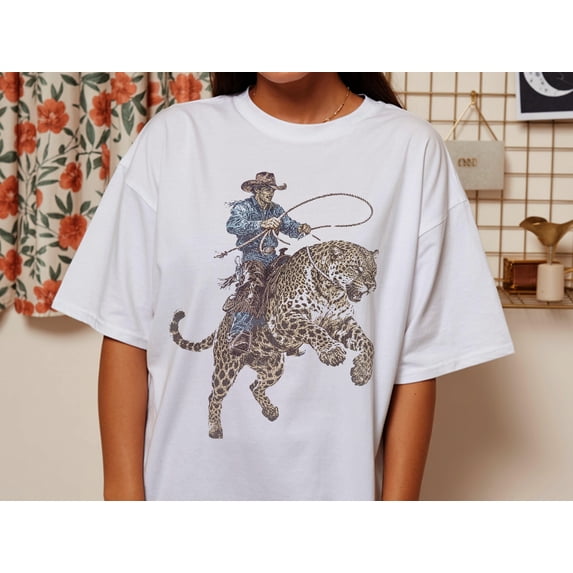 CLOTEX Cowboy Leopard T-Shirt, Vintage Wild West Rodeo Graphic TShirt ...