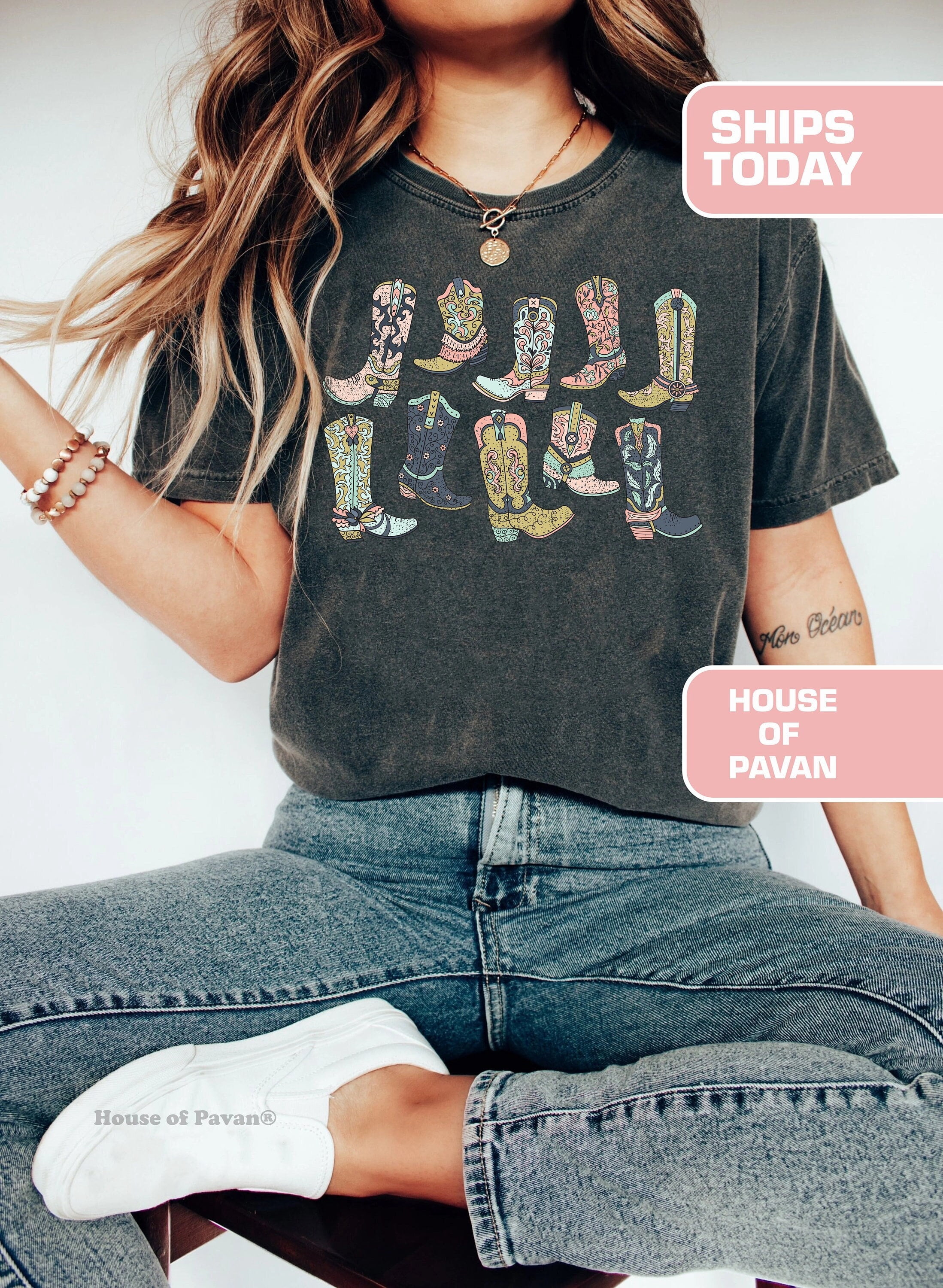 CLOTEX Cowgirl Boots Shirt, Western Graphic Tee, Country Concert Outfit ...
