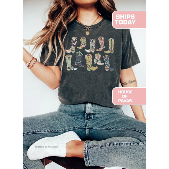 CLOTEX Cowgirl Boots Shirt, Western Graphic Tee, Country Concert Outfit ...