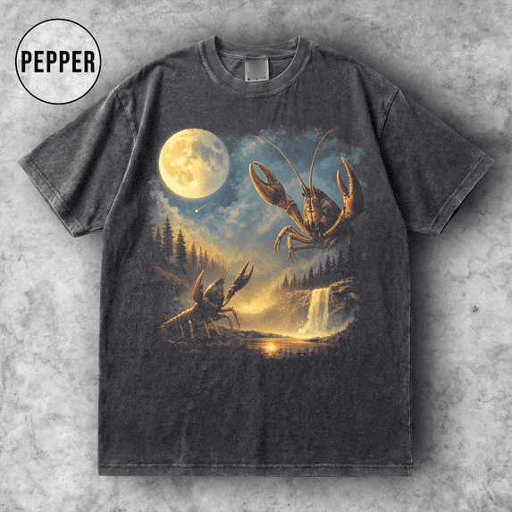 CLOTEX Crawfish Moon Comfort Colors® Shirt, Vintage Moon Animals Tee ...