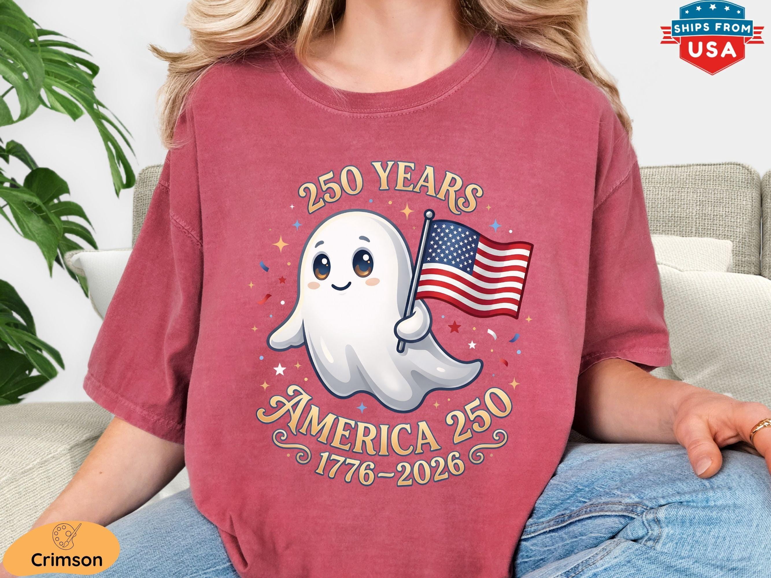 CLOTEX Cute Ghost 250th Anniversary Shirt,Comfort Colors Patriotic 1776 ...