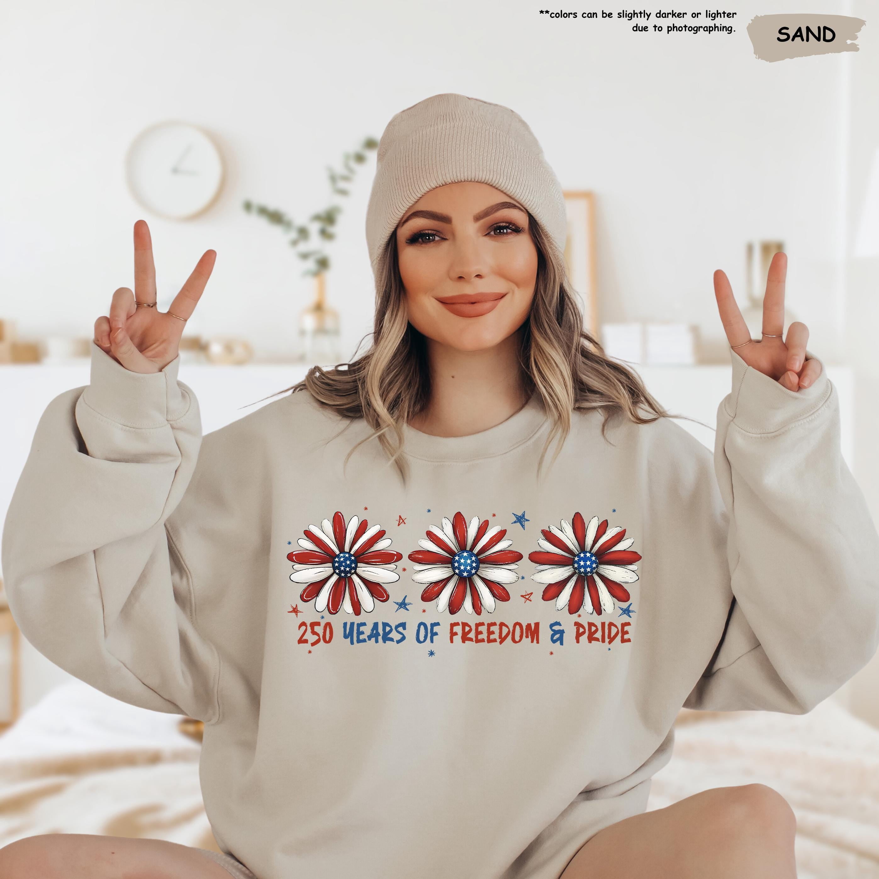 CLOTEX Daisy 4th Of July Sweatshirt, Freedom America Sweater, Patriotic ...