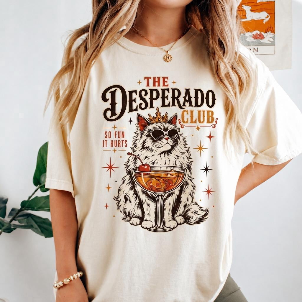 CLOTEX The Club Shirt Retro Cat Martini Tee Funny Cat Sunglasses T ...