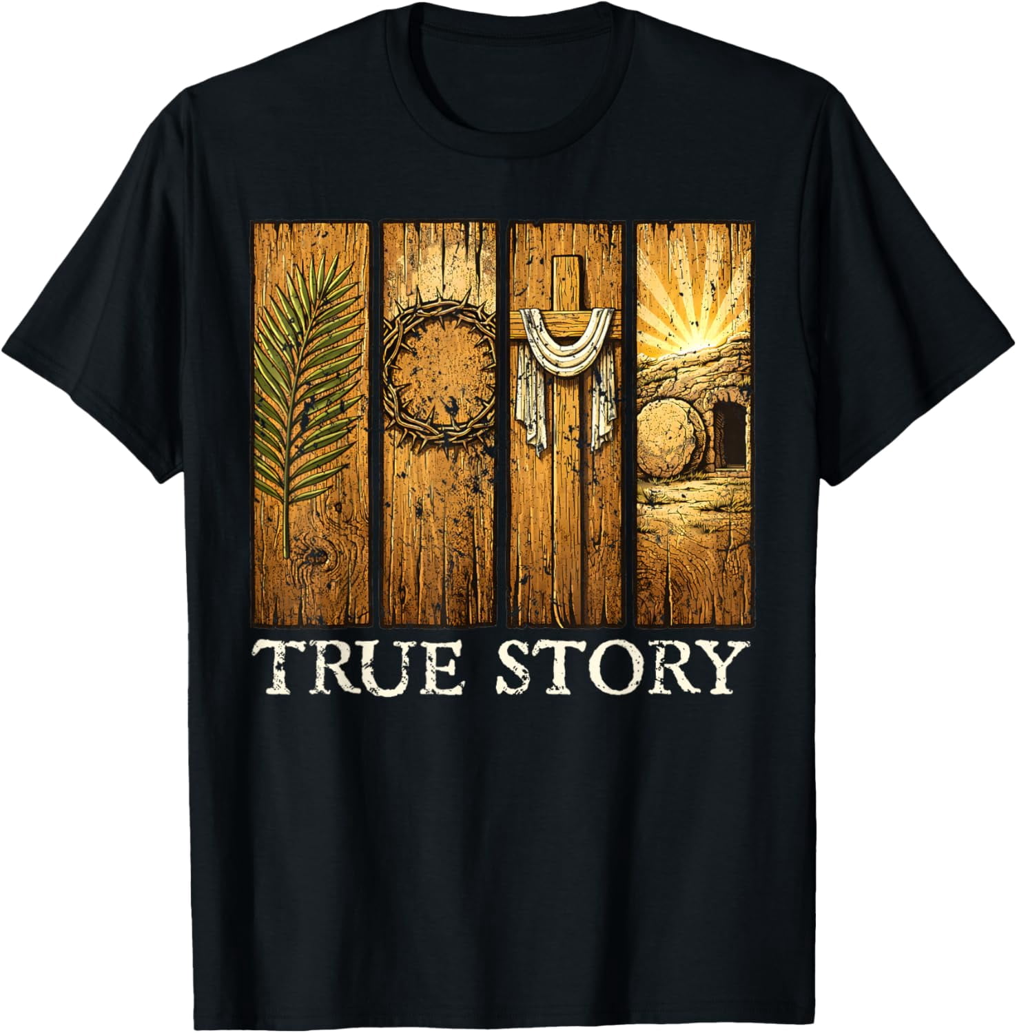 CLOTEX Easter Day Cross Jesus He is Risen Christian T-Shirt for Faith ...