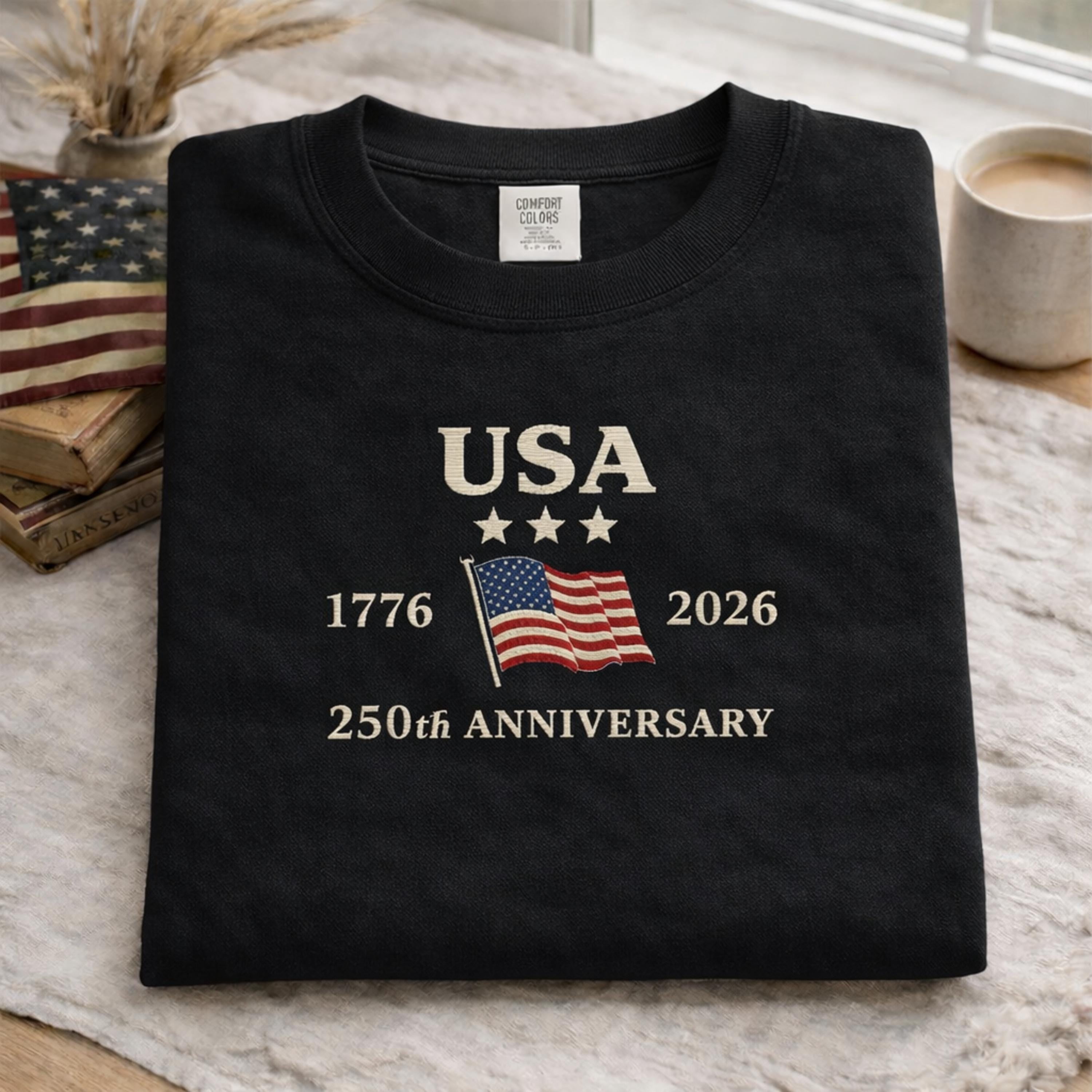 CLOTEX USA 250th Anniversary Sweatshirt, American Freedom Tee, Ivory S ...