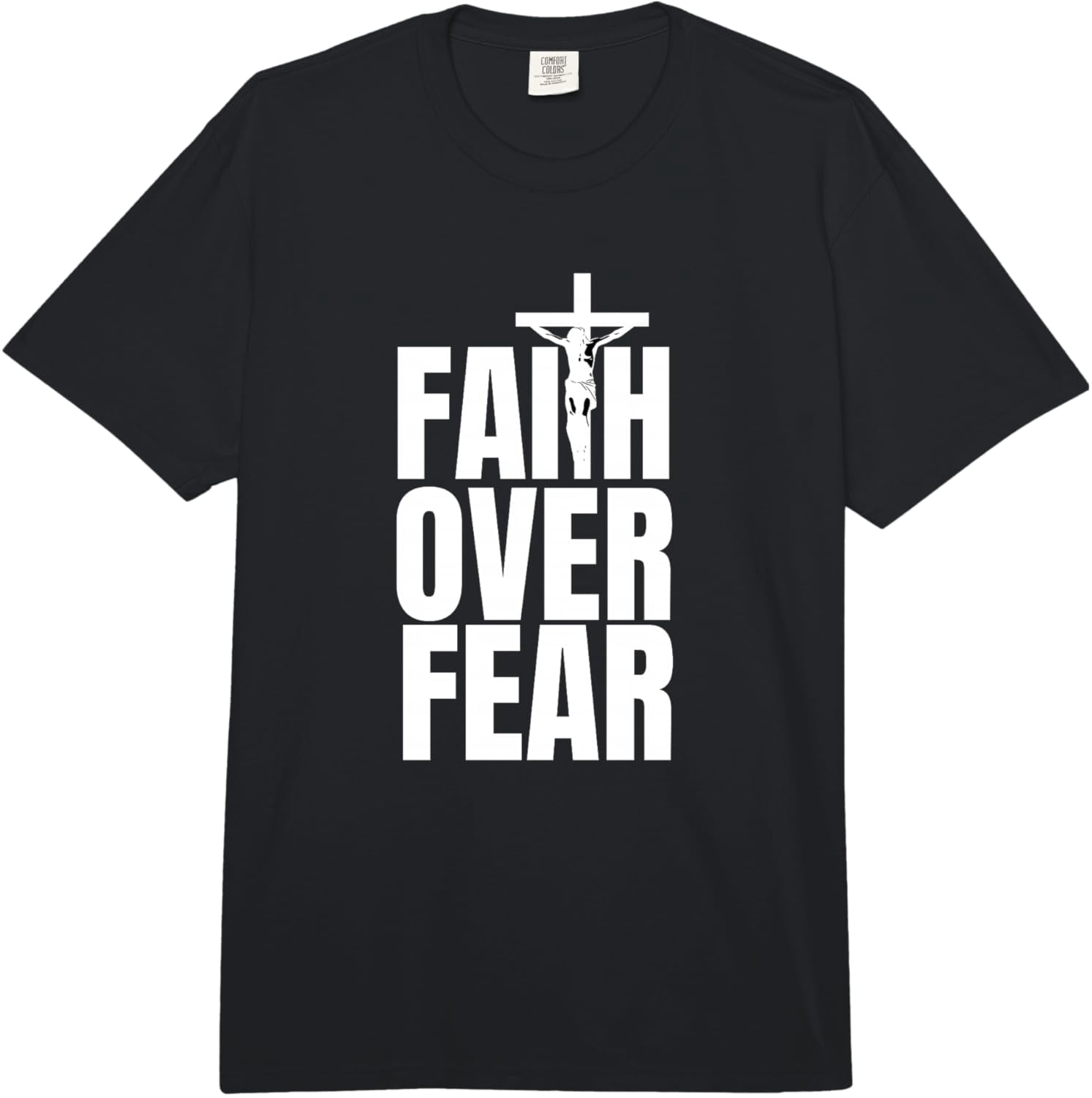 CLOTEX Faith Over Fear Comfort Colors Heavyweight T-Shirt, Grey L ...