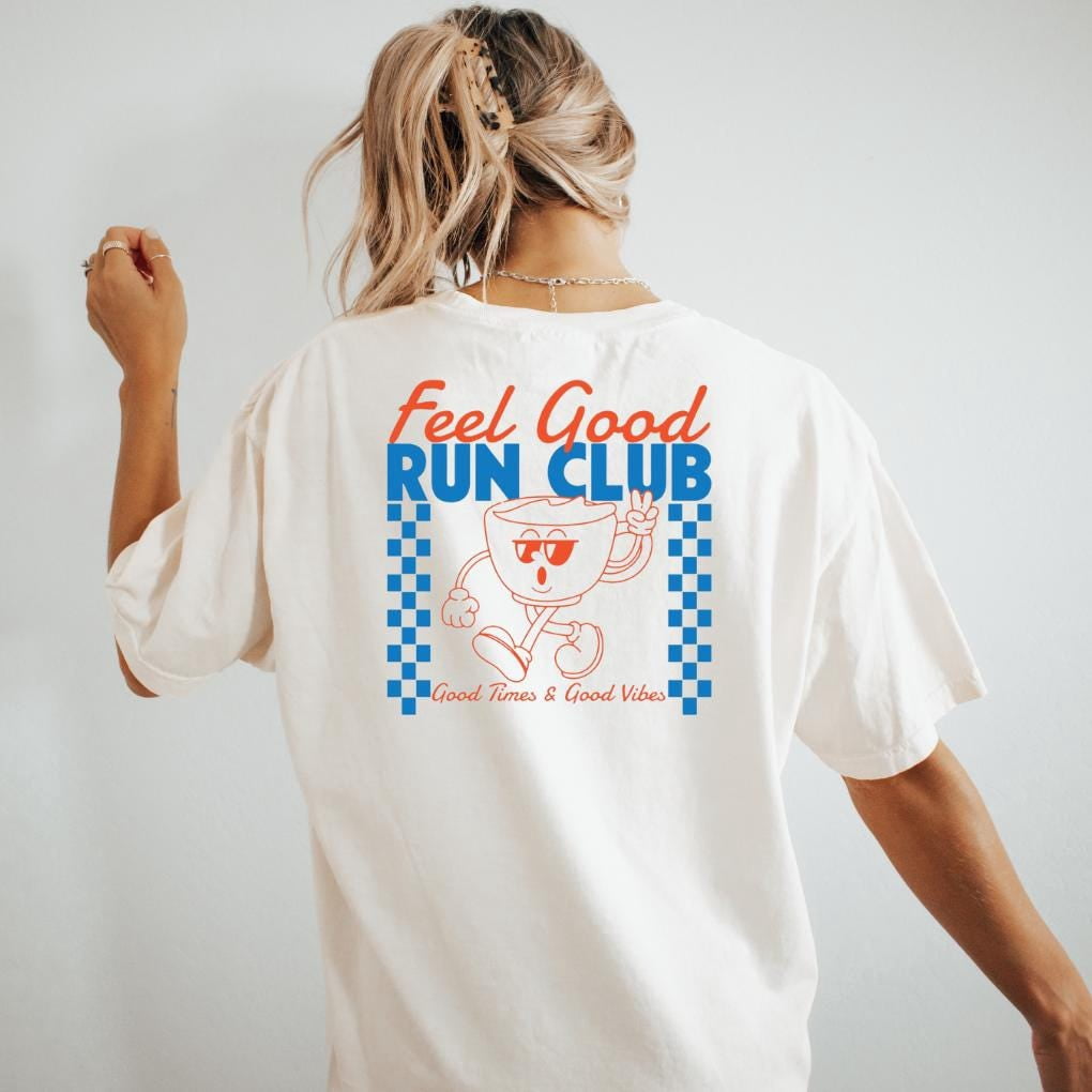 CLOTEX Feel Good Run Club T-Shirt | Relaxed Fit Running Shirt | Casual ...