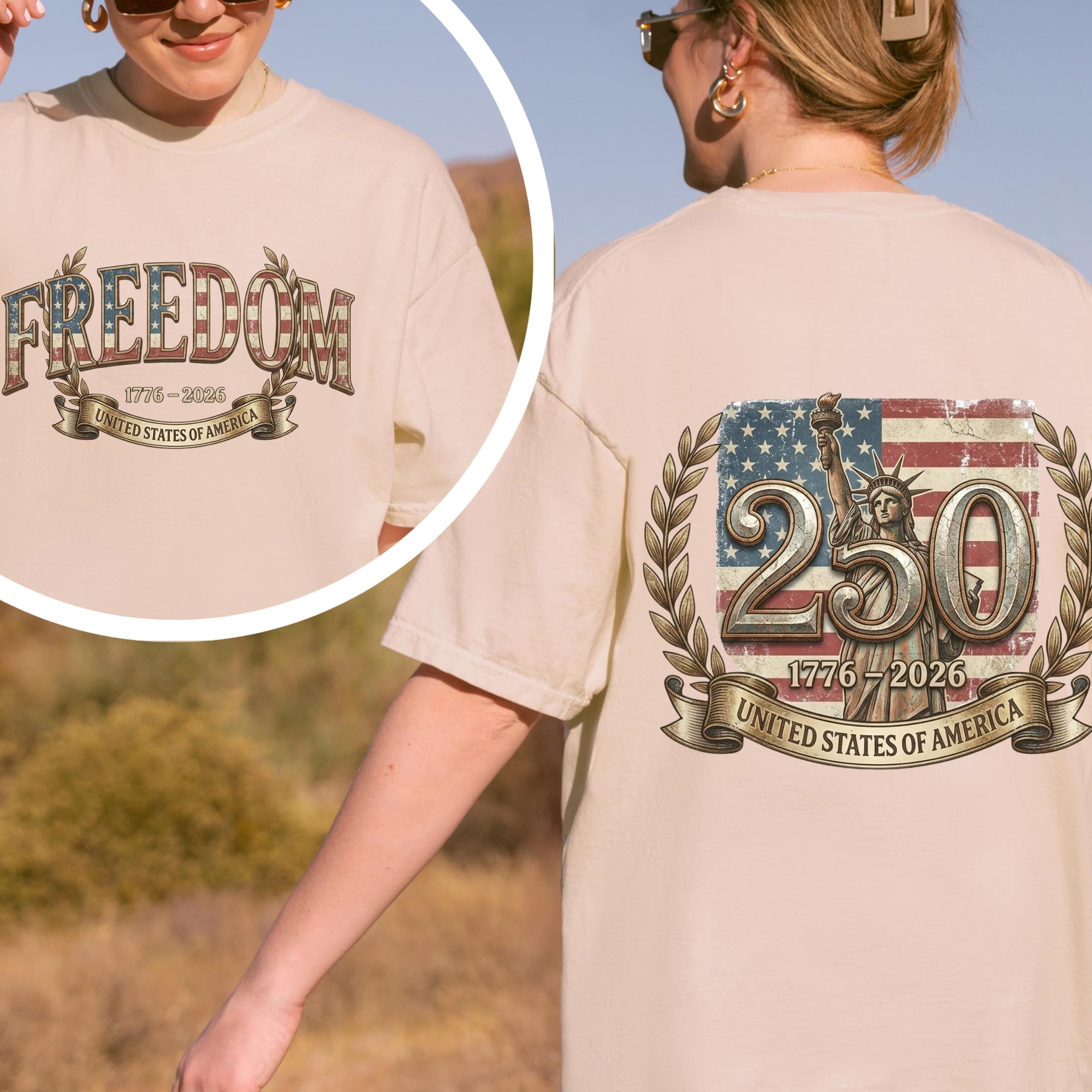 CLOTEX Freedom 250th Anniversary Shirt, USA 1776–2026 Patriotic Shirt ...