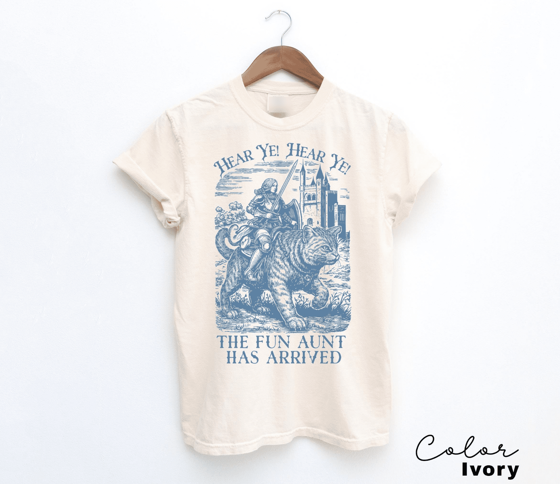 CLOTEX Funny Aunt Shirt, Knight Cat Rider, Fun Aunt, Pregnancy Reveal ...