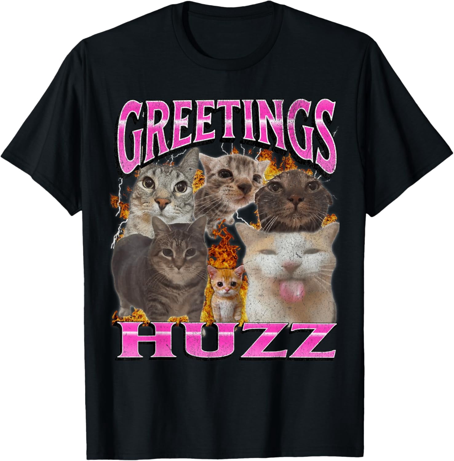 CLOTEX Funny Cat Meme Graphic T-Shirt for Men and Women, Black 4XL ...