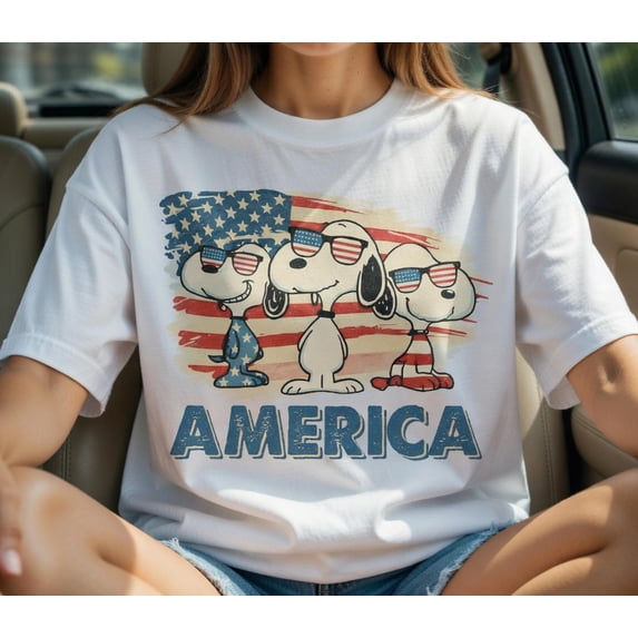CLOTEX Funny Comfort Color America Shirt, USA Flag Vintage Cartoon Dog ...