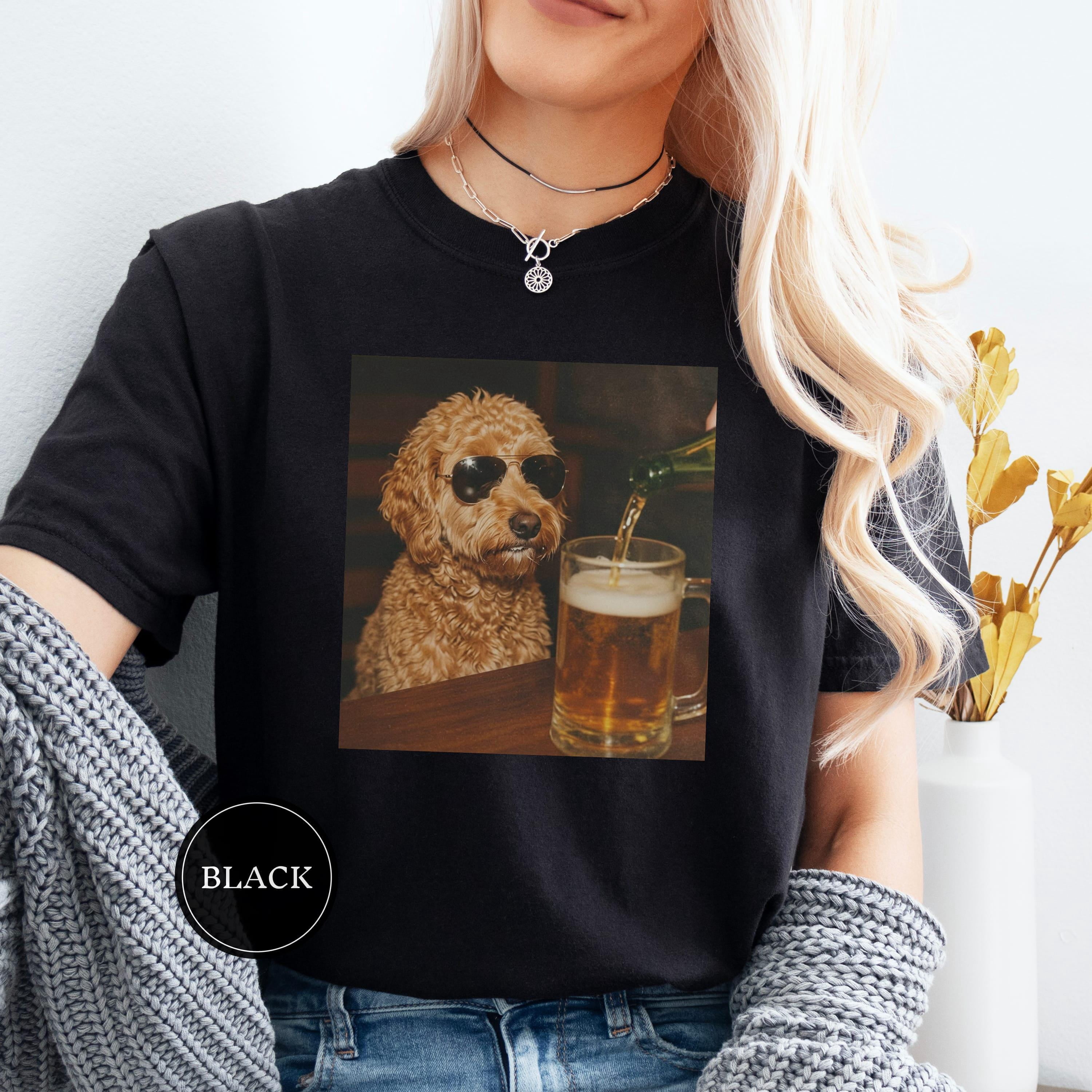 CLOTEX Funny Goldendoodle Drinking Beer Shirt, Animal Meme Tee, Dog ...