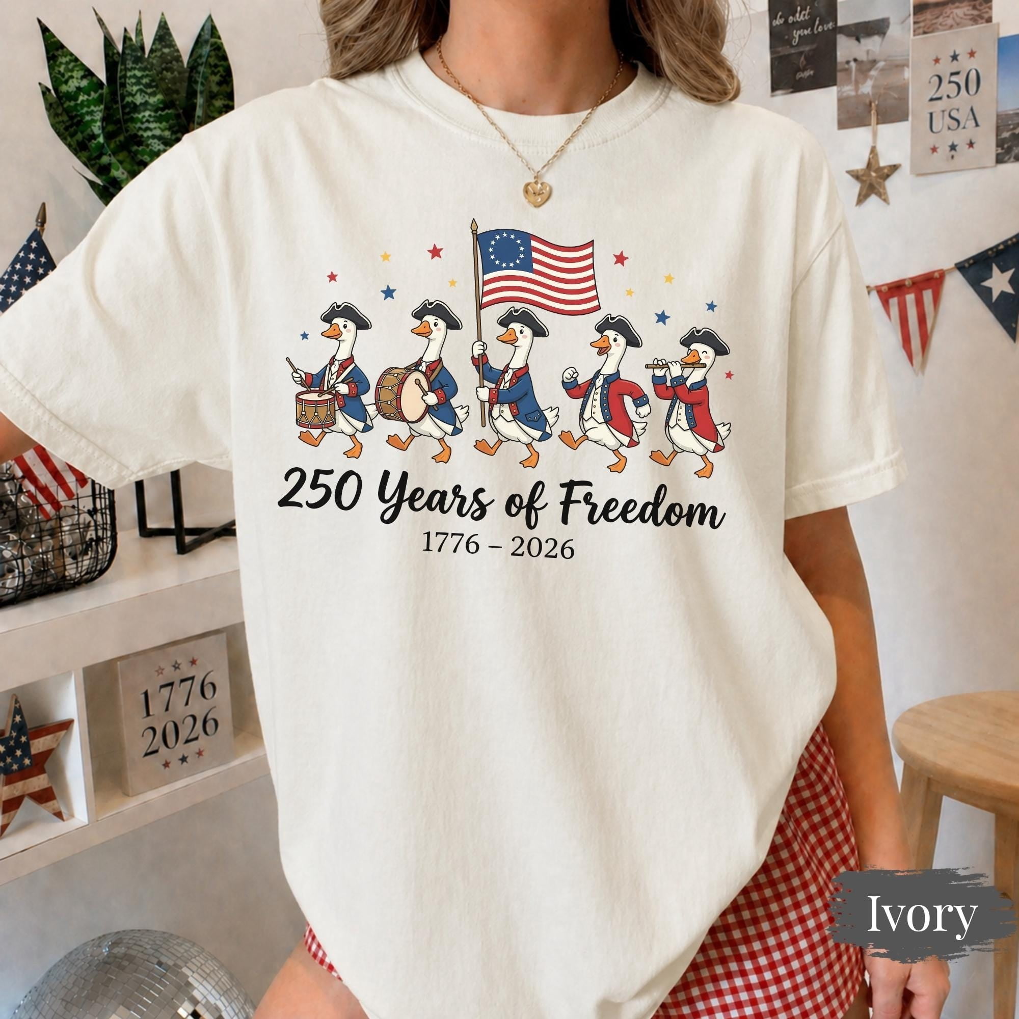CLOTEX Funny Goose 250th Anniversary Shirt, 250 Years of Freedom Tee ...