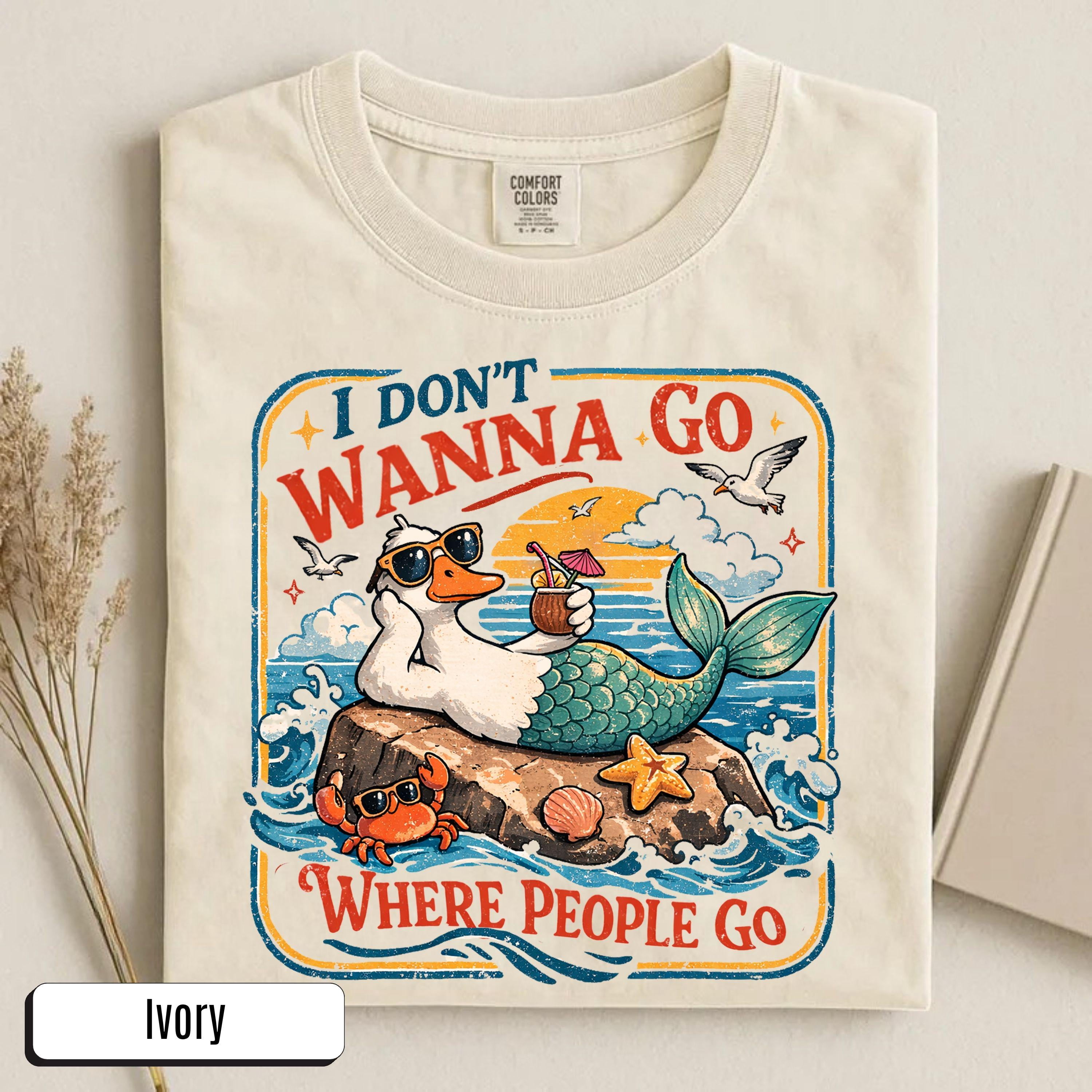 CLOTEX Funny Mermaid Goose Shirt, Summer Goose Lovers T-Shirt, Beach ...