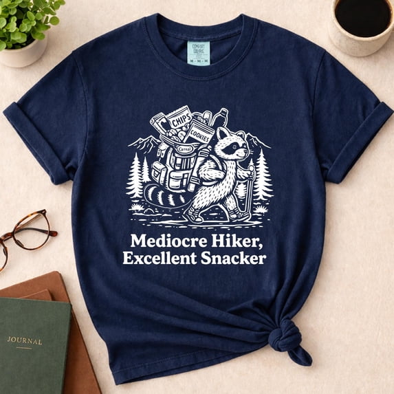 CLOTEX Funny Raccon Mediocre Hiker Excellent Snacker Raccoon TShirt ...