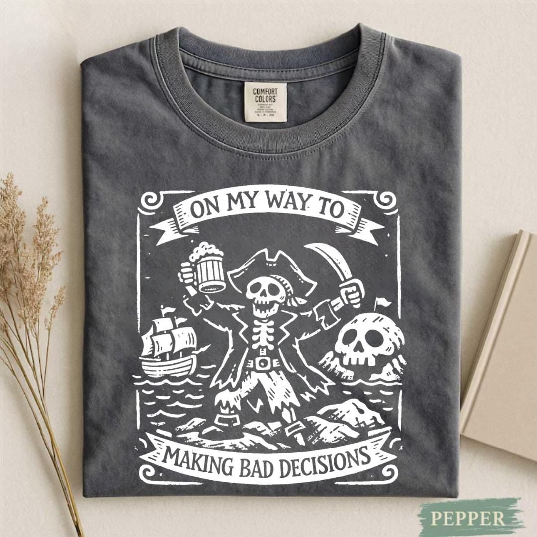 CLOTEX Funny Skeleton Pirate Shirt, Beach Trip Humor Tee, Comfort ...