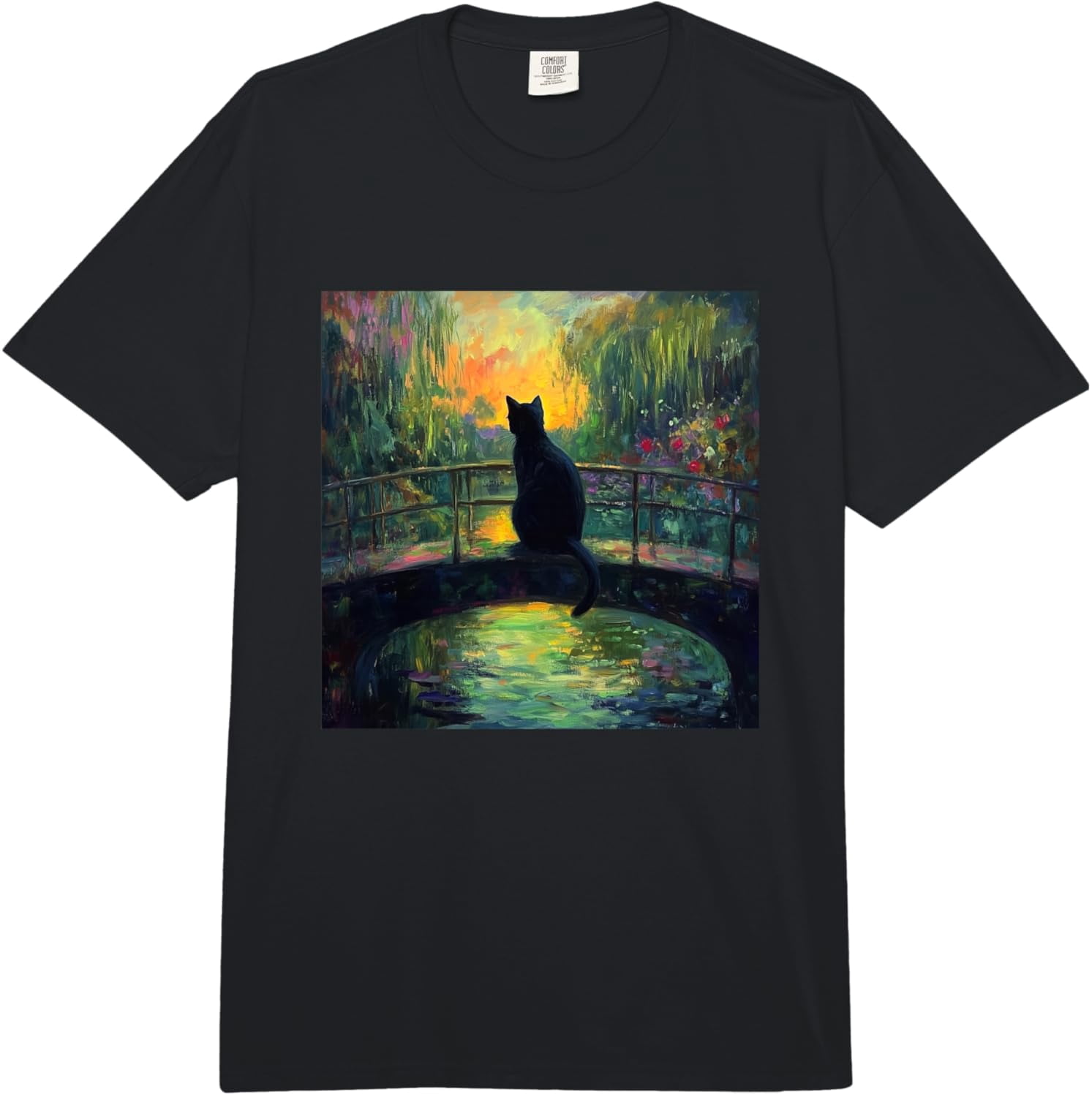 CLOTEX Funny The Japanese Bridge Monet Cat Comfort Colors Heavyweight T ...