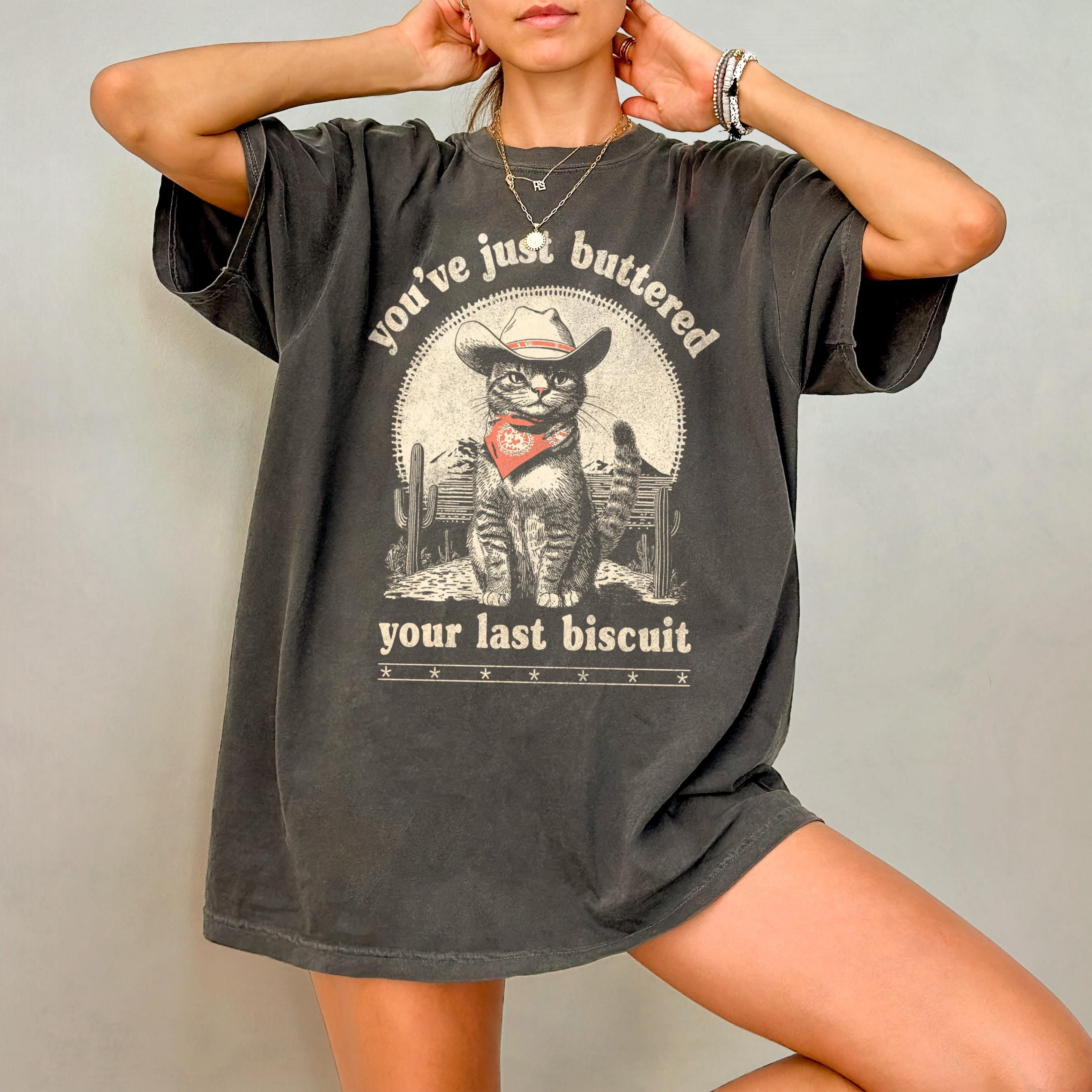 CLOTEX Funny Western Cat Graphic Tee - Vintage Cowboy Cat Shirt for Cat ...